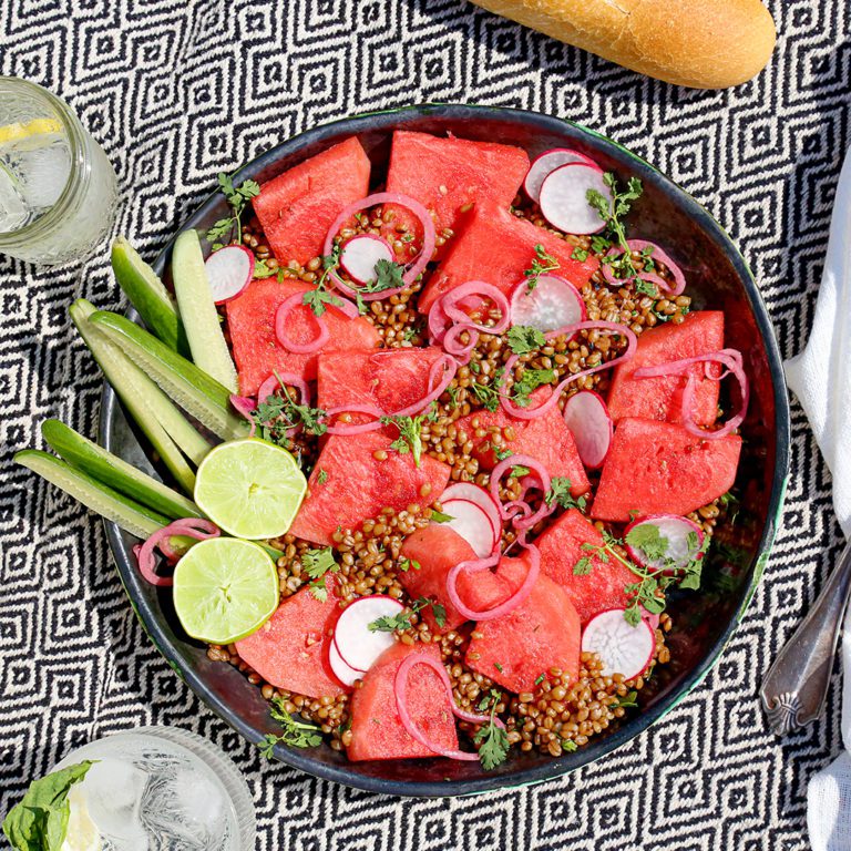 Watermelon, Radish, and Wheat Berry Salad with Pickled Onions - Misfits ...